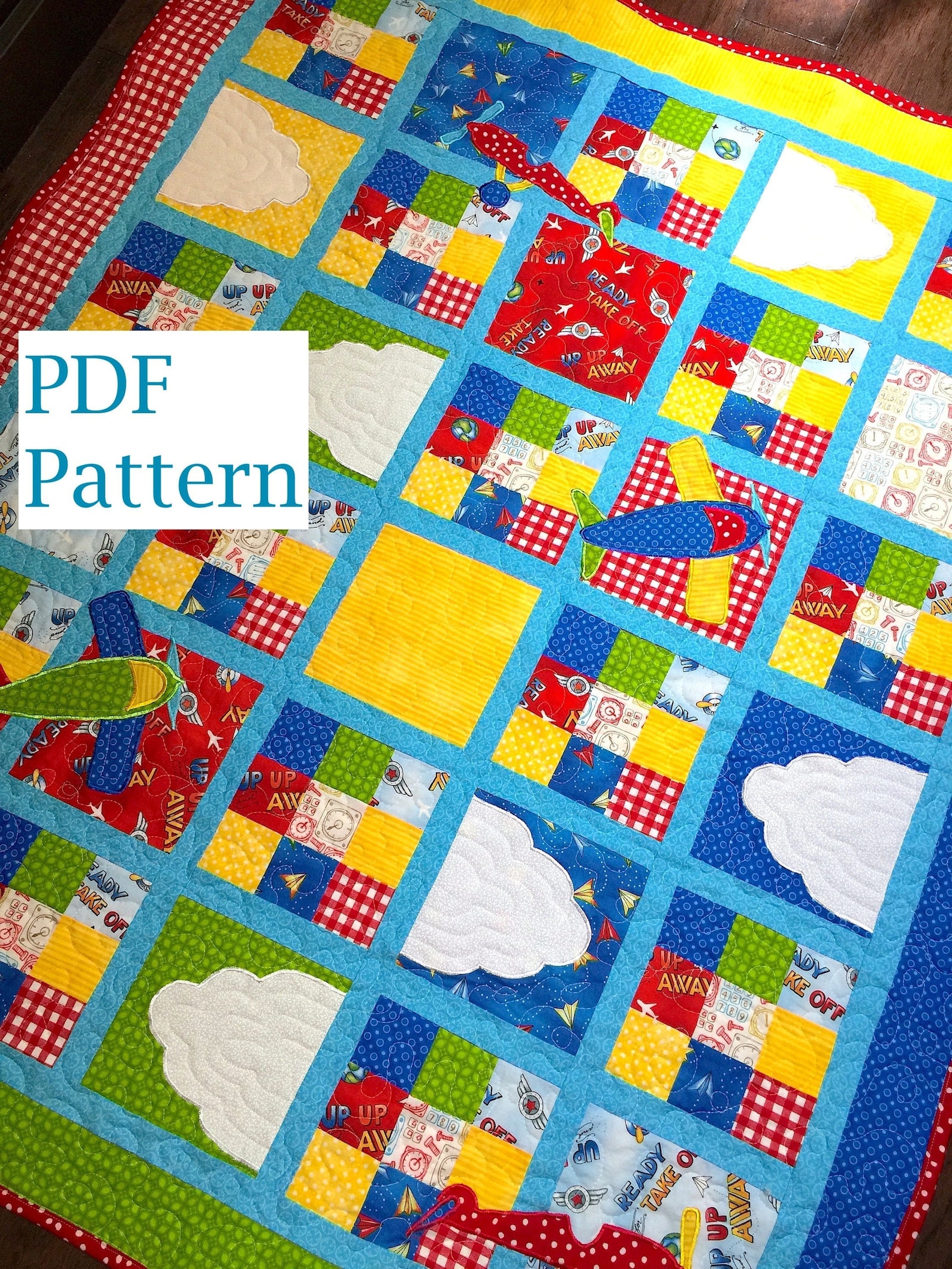 Airplane Baby Quilt Pattern: Patchwork Applique (PDF Pattern) - Etsy