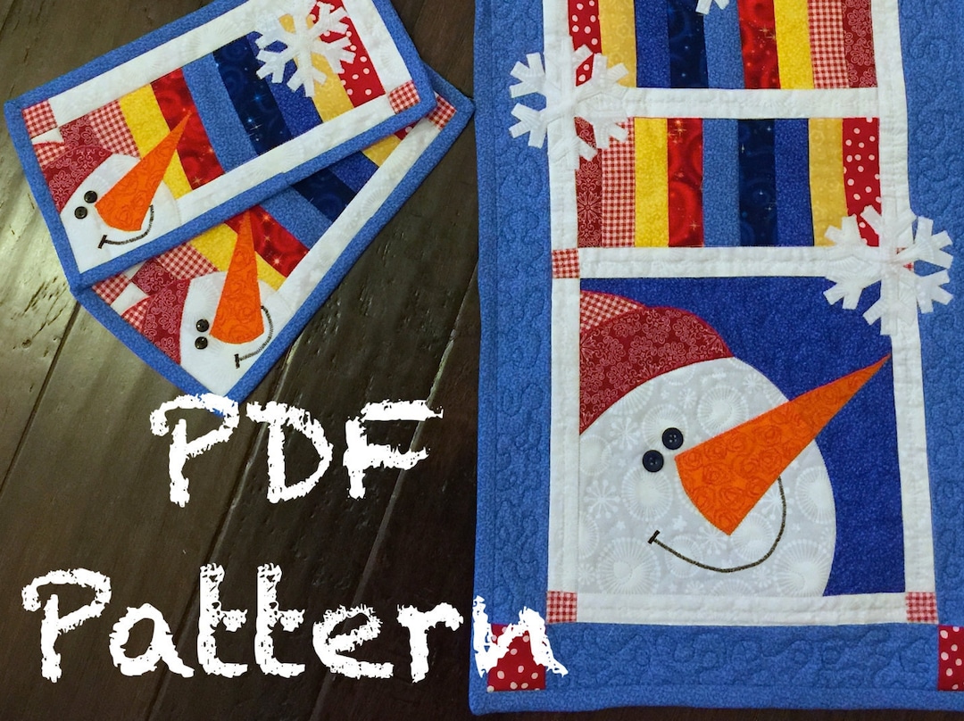Snowman Quilt Pattern, Quilt Pattern, Quilted Table Runner Pattern With ...