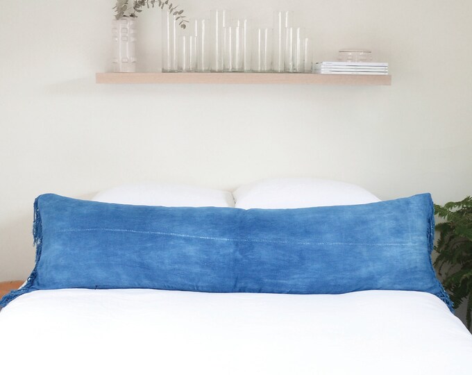 XL Vintage Blue Fringe Moshi Lumbar Pillow insert Included - Etsy