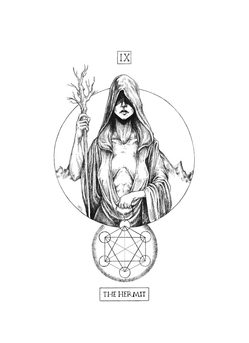 Fine Art Print / Inktober 2017 / Tarot Art: the Hermit - Etsy