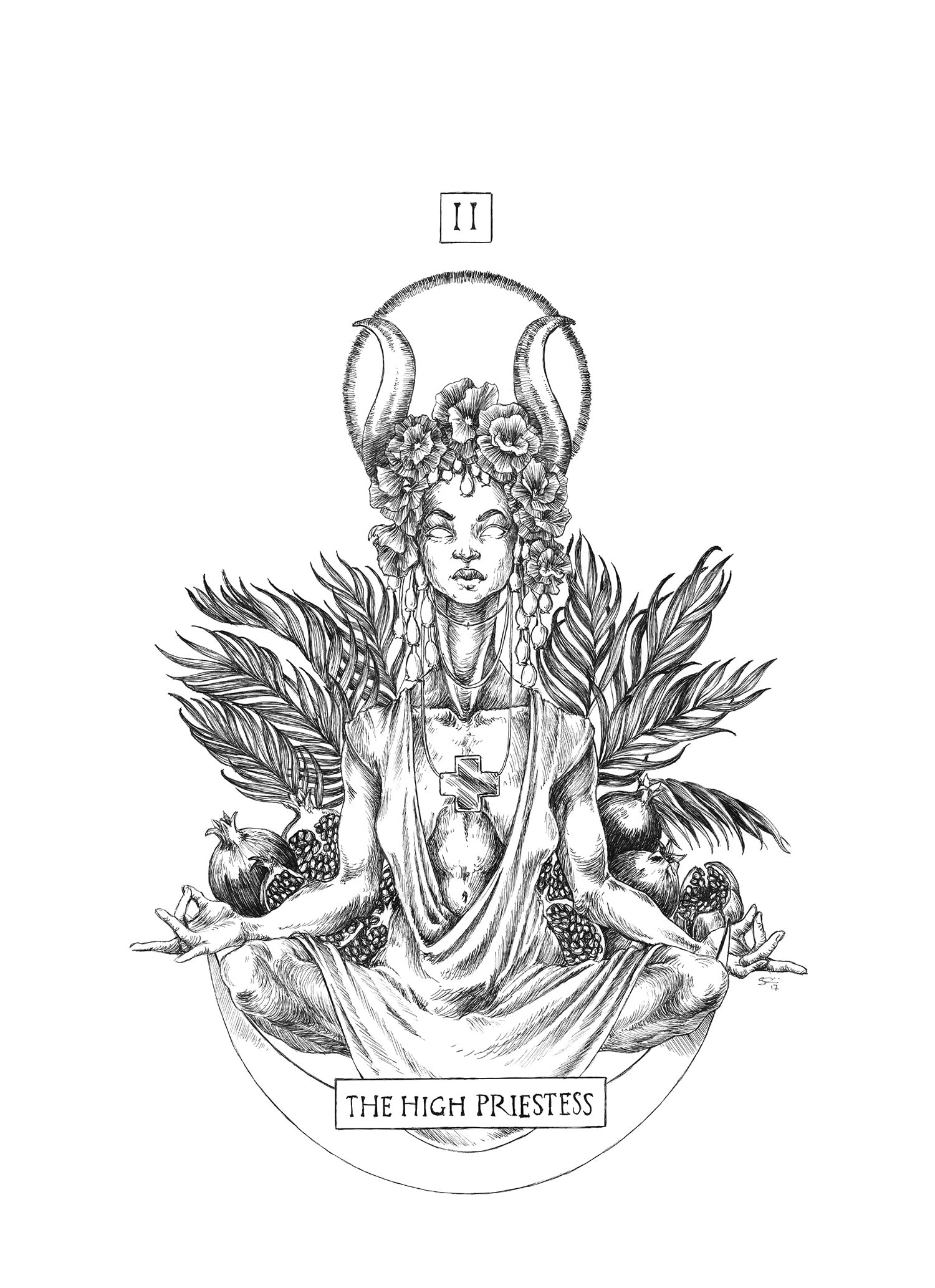 Fine Art Print / Inktober 2017 / Tarot Art: the High Priestess - Etsy