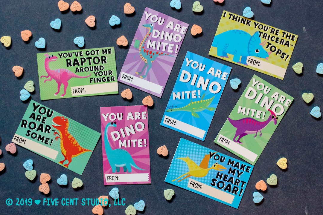 You Are Dino-mite! 8 Different Cartoon Dinosaur Themed DIY Instant ...