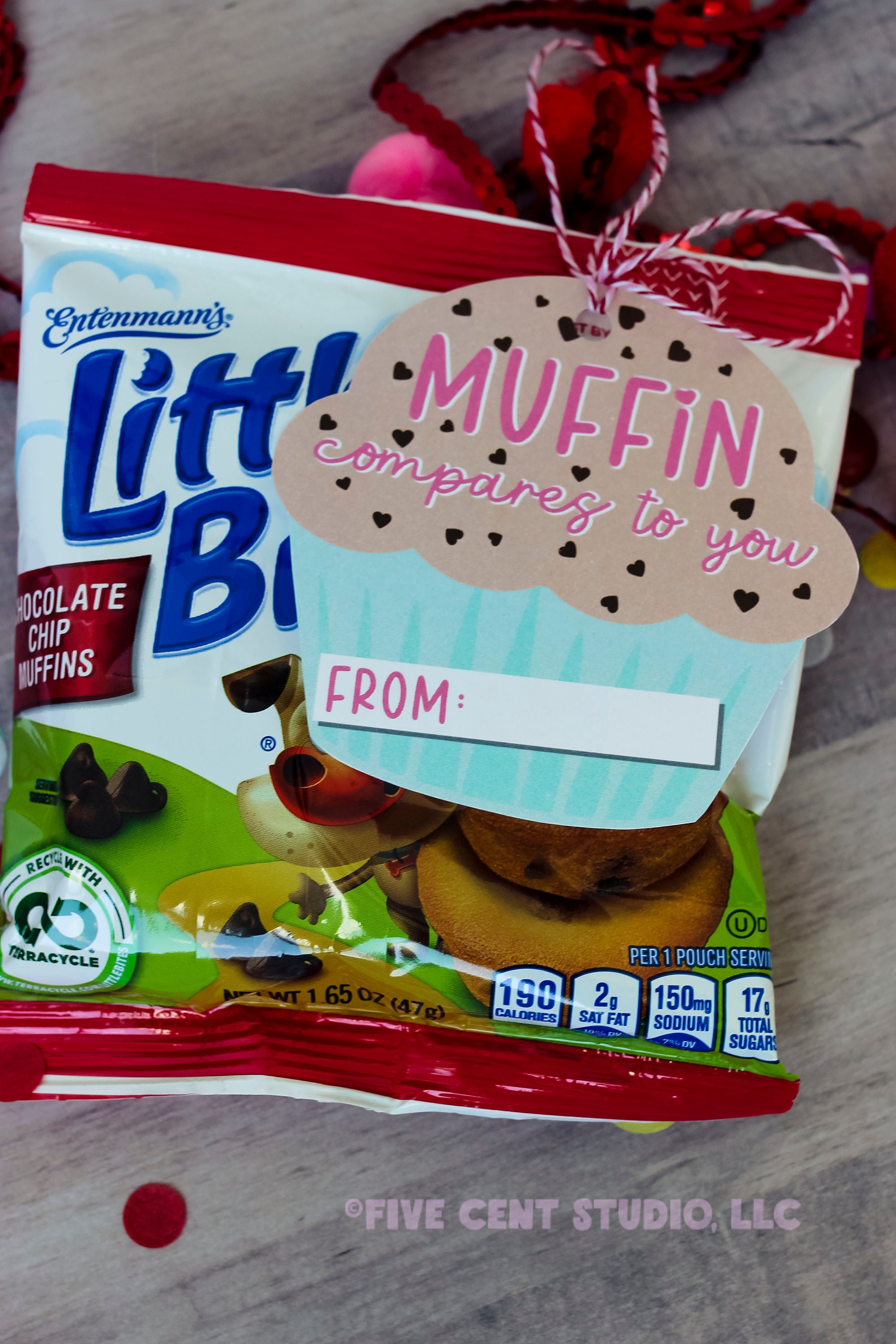 Muffin Compares to You Chocolate Chip Valentine's Day Muffin Shaped Tag ...