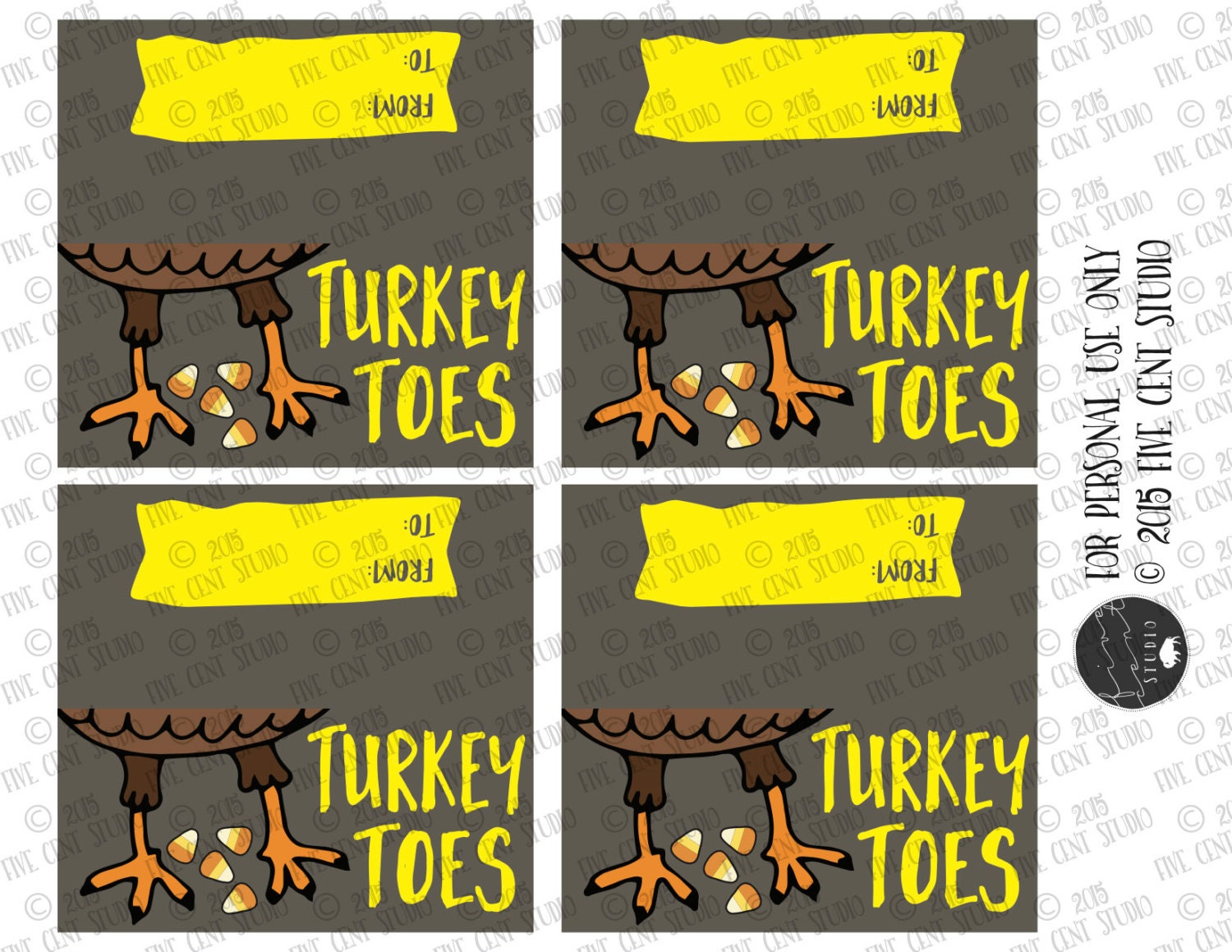 Thanksgiving Turkey Toes Treat and Goodie Bag 4.25 X 4 Favor Toppers - Etsy