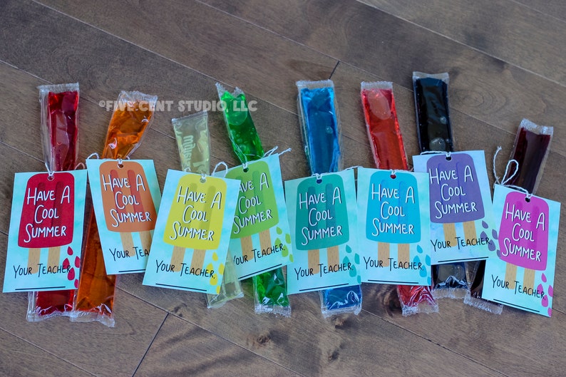 Rainbow Student Gift Tags Have a Cool This Summer Freeze Pop - Etsy
