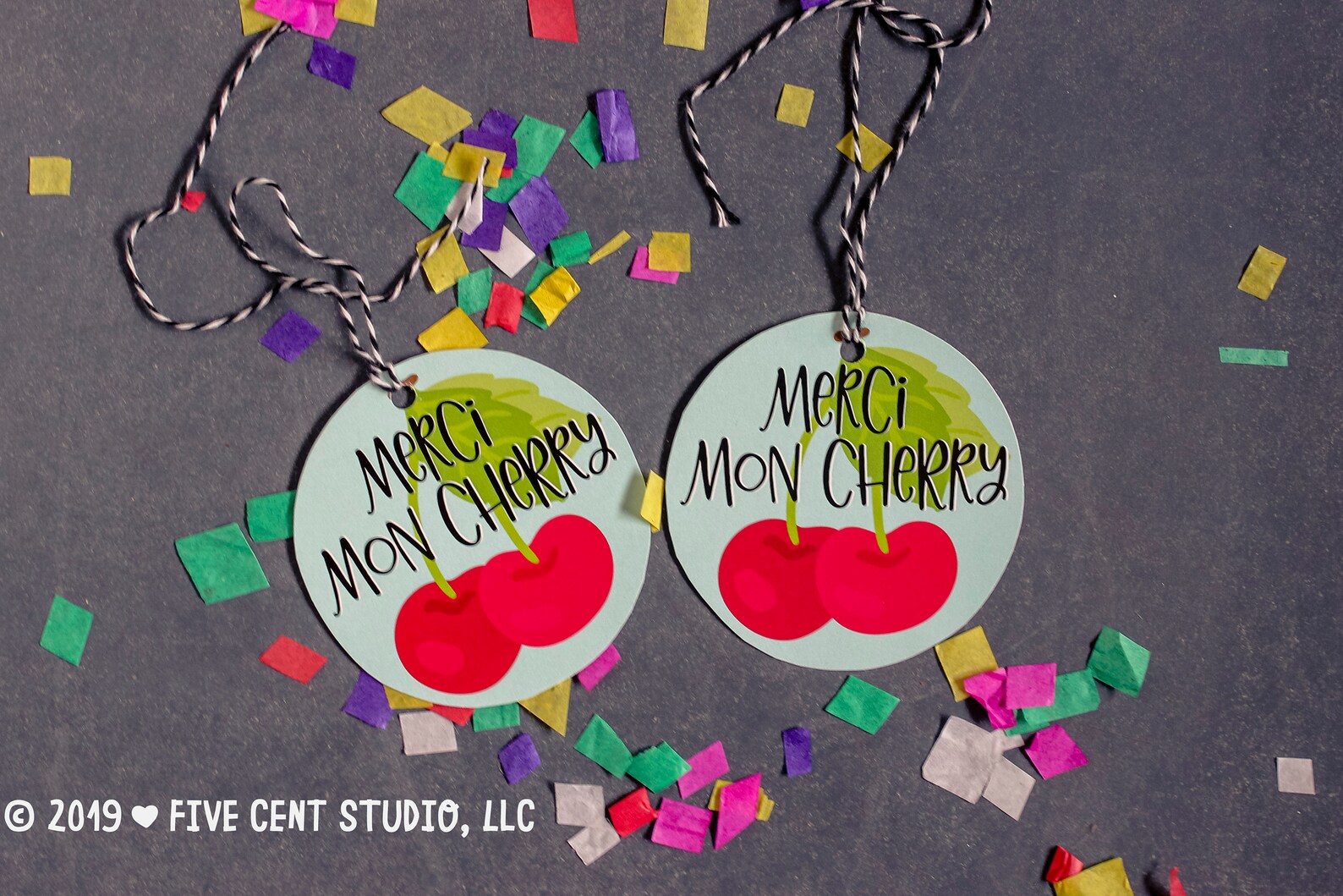 Merci Mon Cheri cherry Pun Thank You Fruit | Etsy