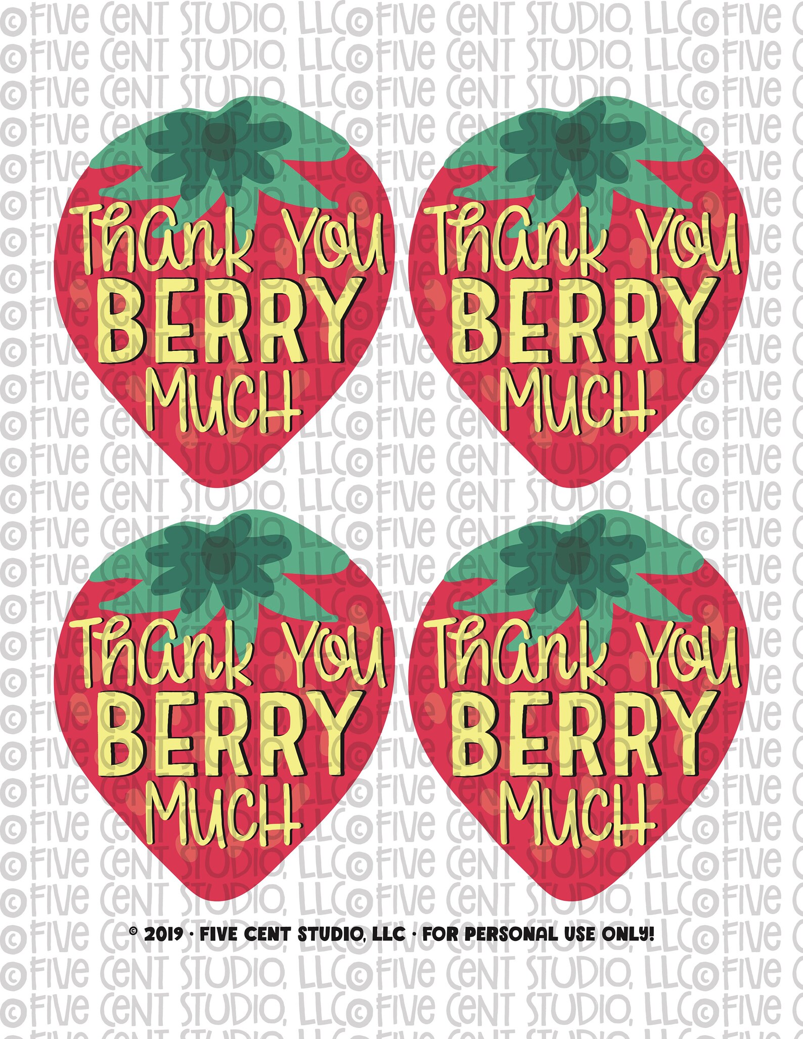 Thank You Berry Much Strawberry Shaped Printable Tag - Punny Farmer's ...