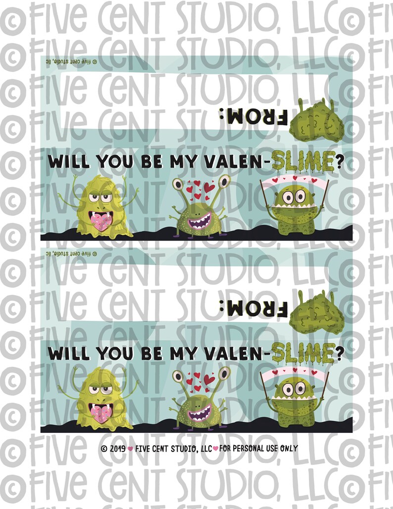 Will You Be My Valen-slime School Valentine's Day Slime Printable Treat ...