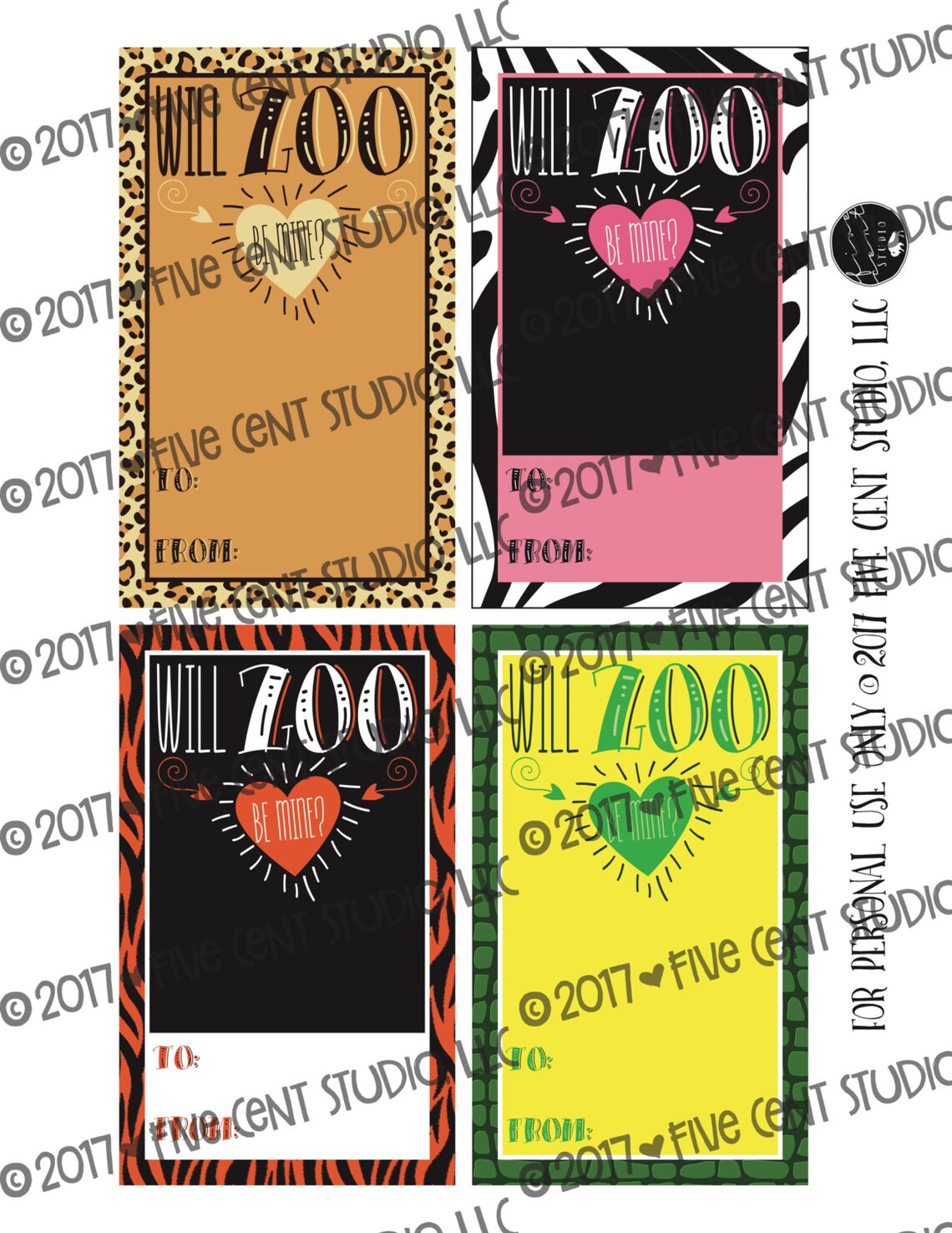 Will ZOO Be Mine DIY Instant Download Printable School Valentine Tag 3 ...