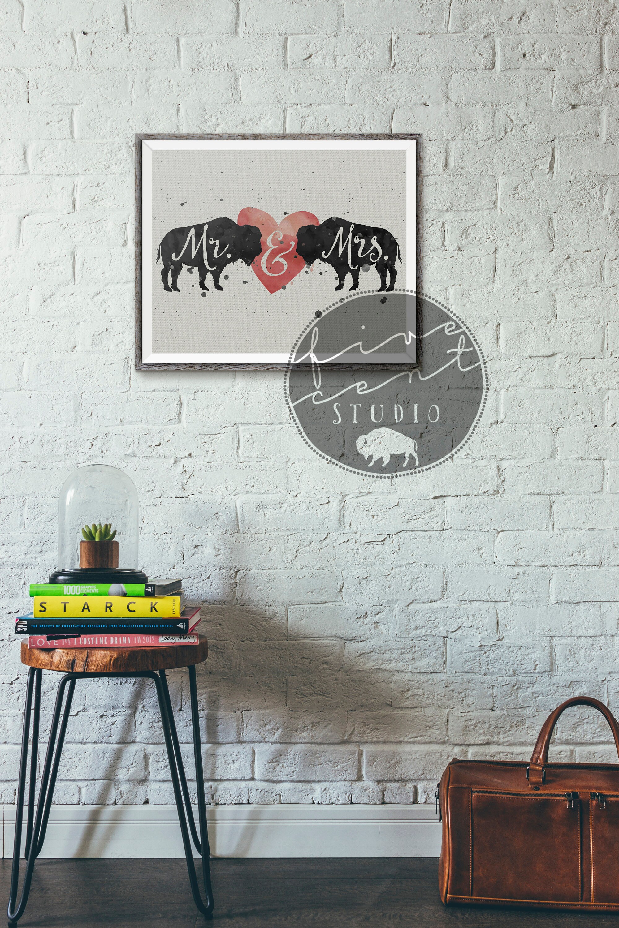 Buffalove Handlettered Typographic Buffalo Mr. & Mrs. | Etsy