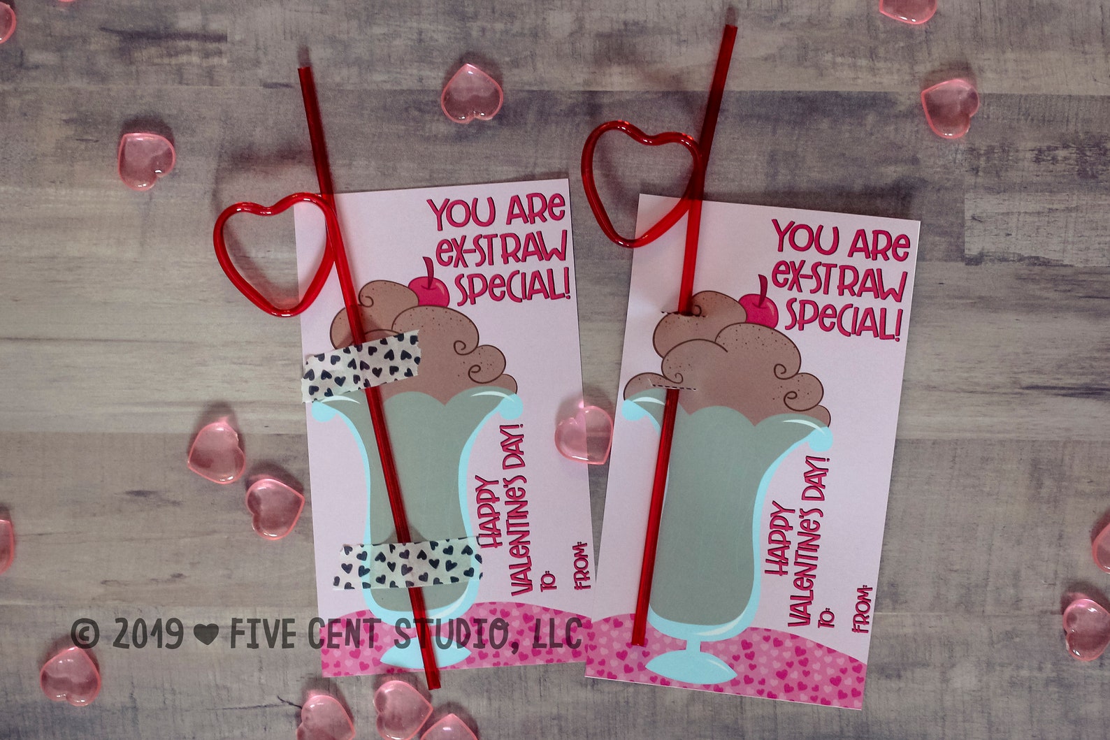 Milkshake Reusable Straw Printable Valentines for DIY Kid's School ...