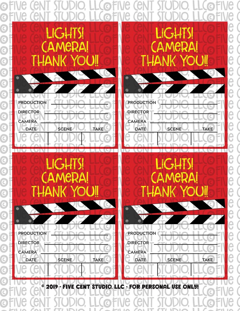 Lights Camera Thank You Movie Themed Thank You End of the - Etsy