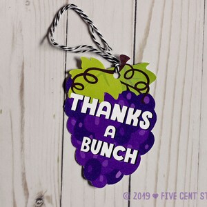 Thanks a Bunch Grape Shaped Printable Tag - Punny Farmer's Market Fruit ...