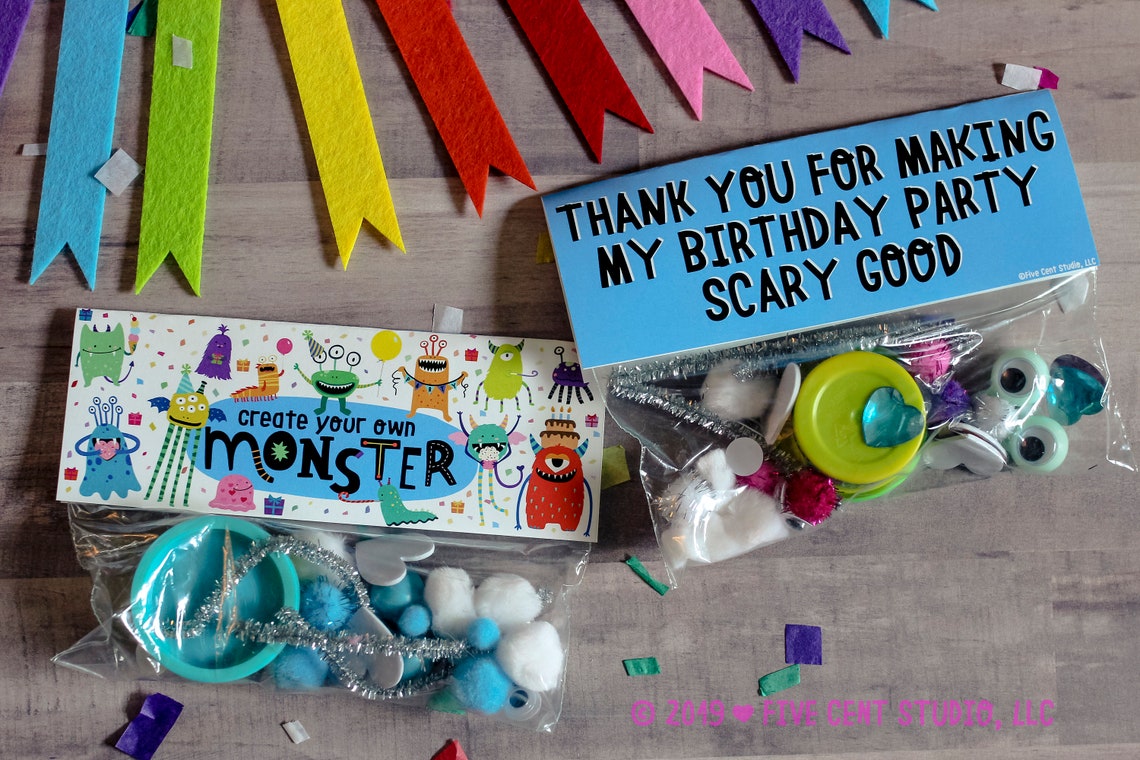 Birthday Party Create and Make Your Own Monster Favor Bag - Etsy