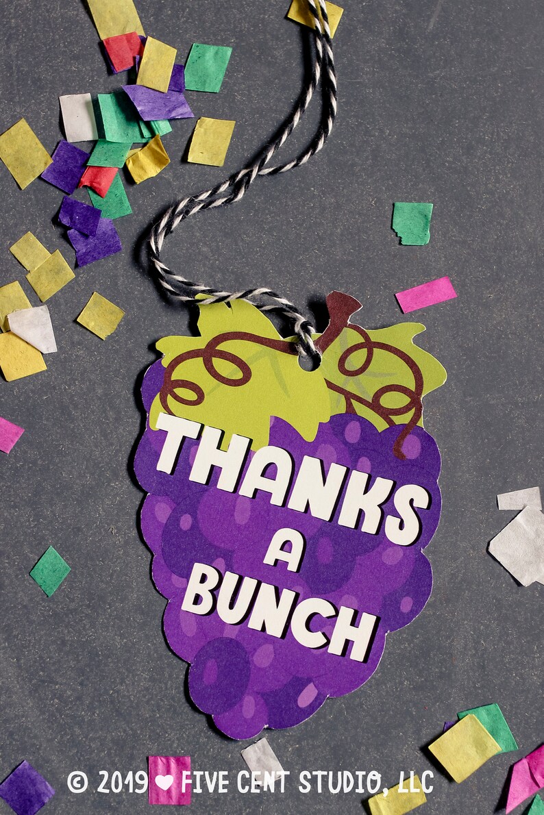 Thanks a Bunch Grape Shaped Printable Tag Punny Farmer's - Etsy