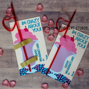 Milkshake Reusable Straw Printable Valentines for DIY Kid's School ...