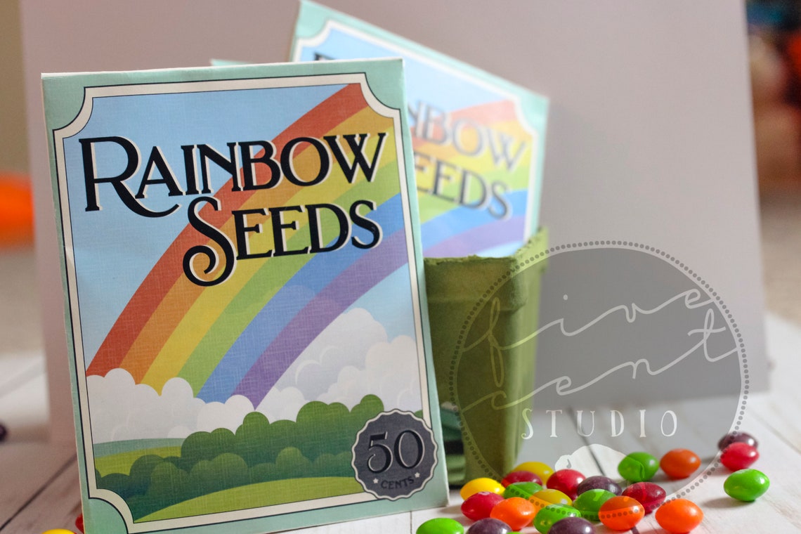 Printable Vintage Style Rainbow Seed Packets DIY Rainbow | Etsy
