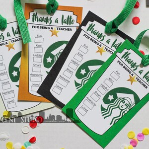 Thanks A Latte Coffee Cup Tag / Card DIY Downloadable Printable Design ...