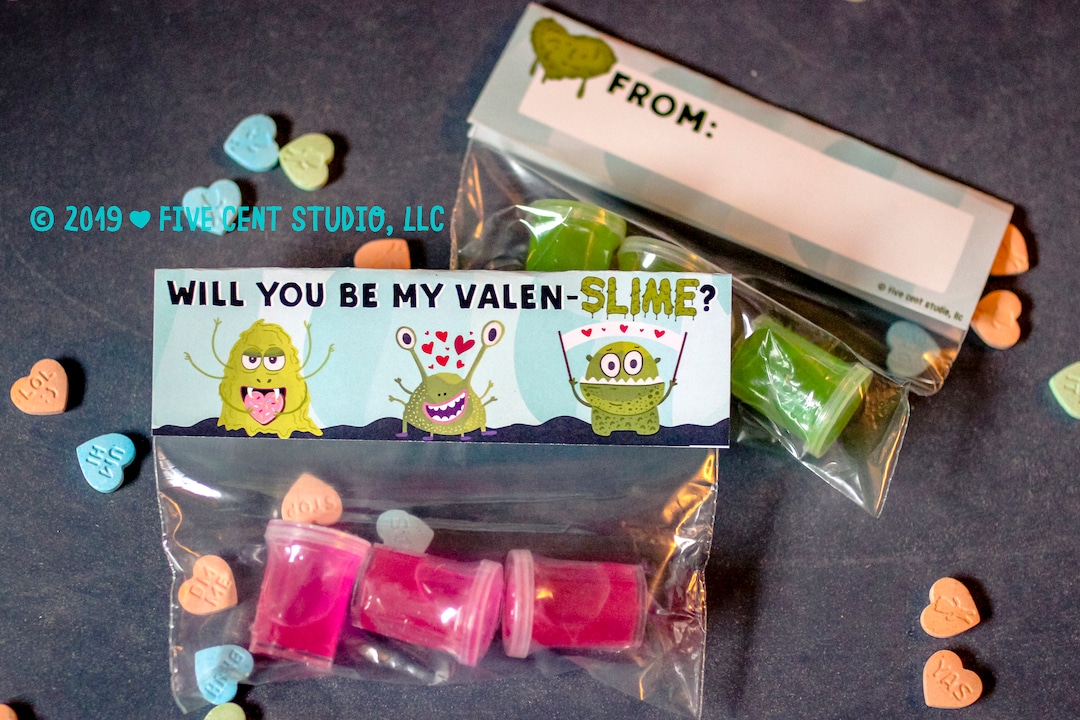 Will You Be My Valen-slime School Valentine's Day Slime Printable Treat ...