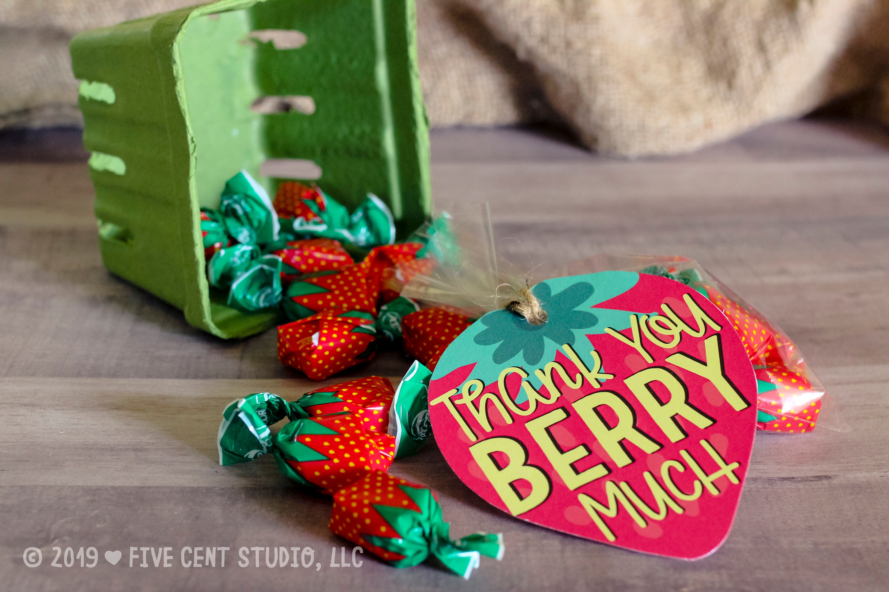 Thank You Berry Much Strawberry Shaped Printable Tag Punny | Etsy