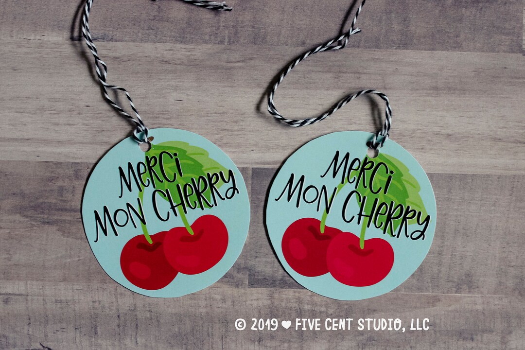 Merci Mon Cheri cherry Pun Thank You Fruit Printable Tag Punny Thank ...