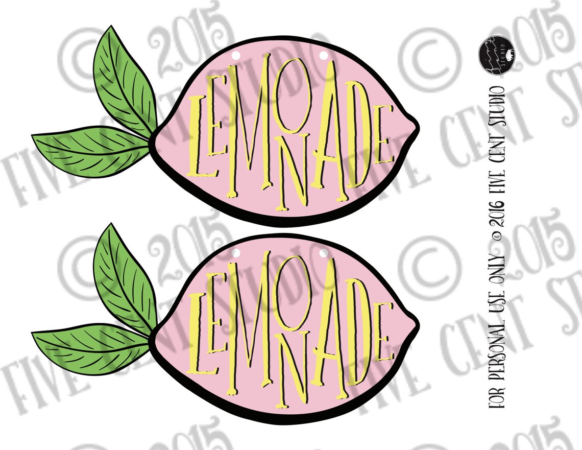Printable Pink Lemons With Leaves Lemonade Stand / Birthday Party ...