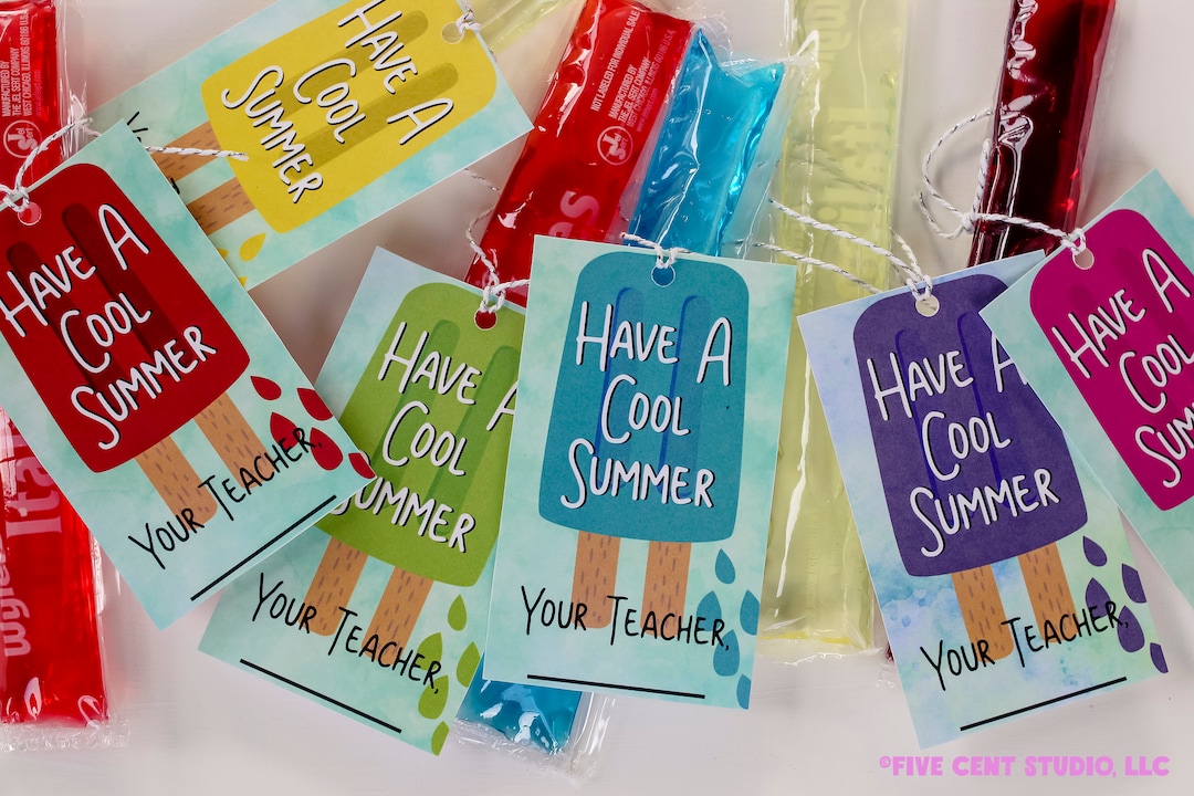 Rainbow Student Gift Tags Have a Cool Summer Freeze Pop Freezer Ice ...