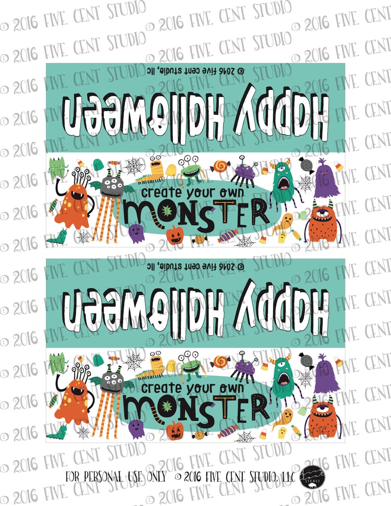 Halloween Make Your Own Monster Printable Treat Favor Bag Topper - DIY ...