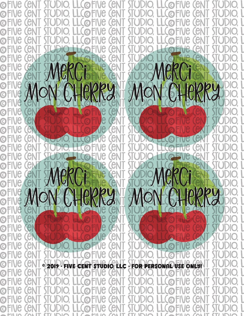 Merci Mon Cheri cherry Pun Thank You Fruit - Etsy