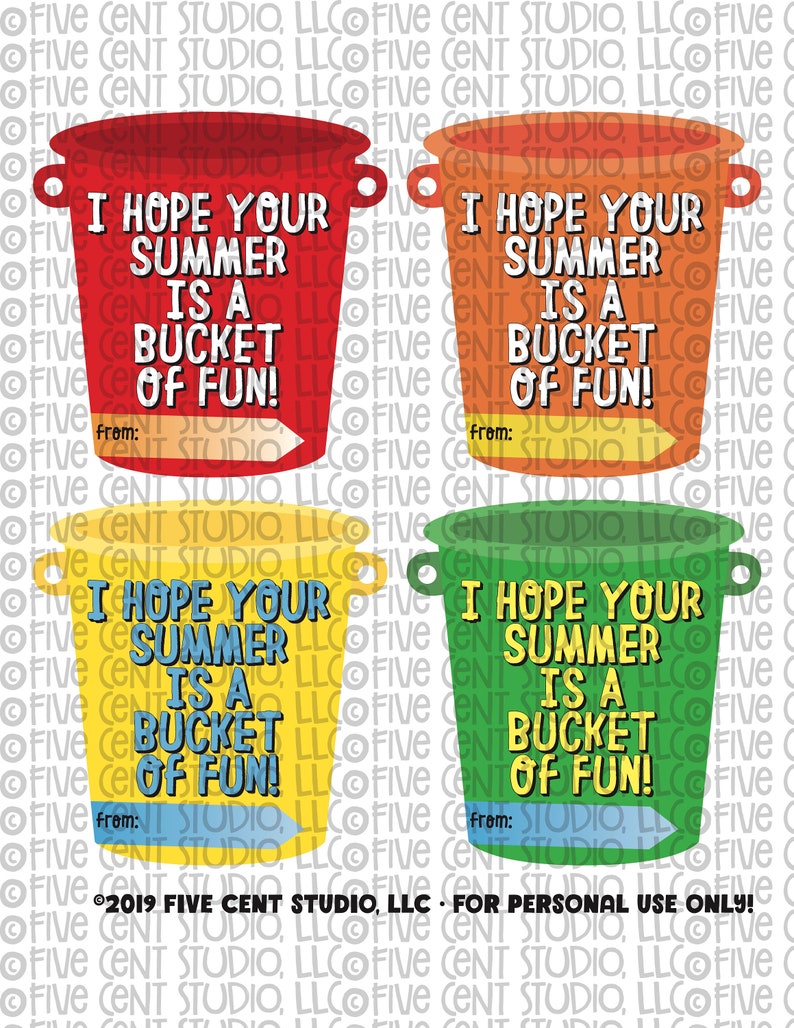 Buckets of Fun Printable Sand Bucket Tags for End of the - Etsy
