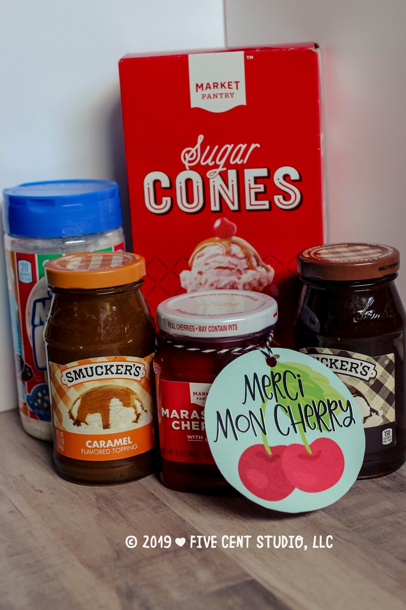 Merci Mon Cheri cherry Pun Thank You Fruit | Etsy