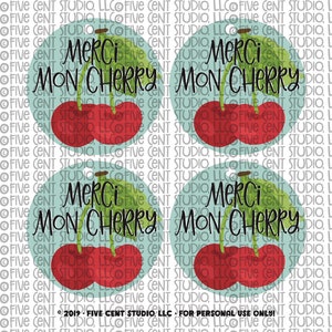 Merci Mon Cheri cherry Pun Thank You Fruit Printable Tag Punny Thank ...