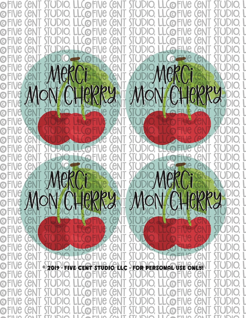 Merci Mon Cheri cherry Pun Thank You Fruit - Etsy