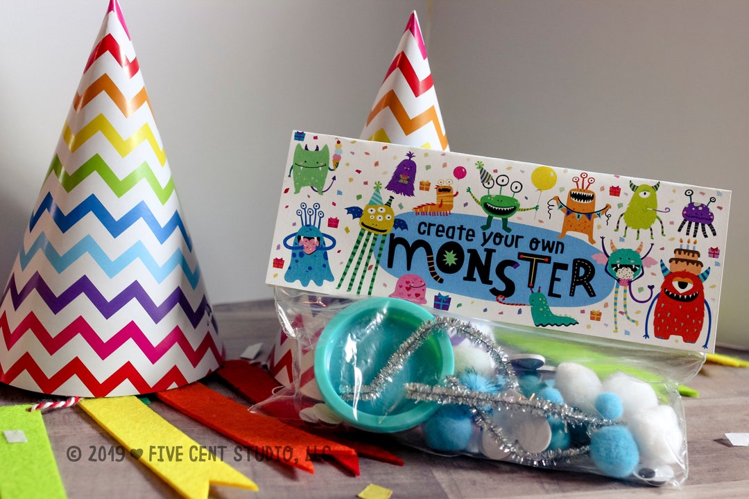 Birthday Party Create and Make Your Own Monster Favor Bag Topper ...