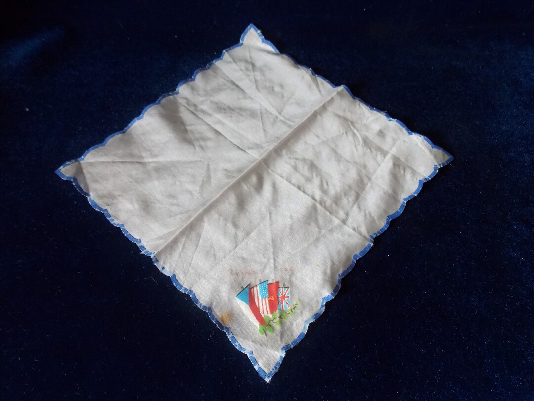 Vintage WWII Souvenir Printed Handkerchief X 2 Czech Repub Allied Flags ...