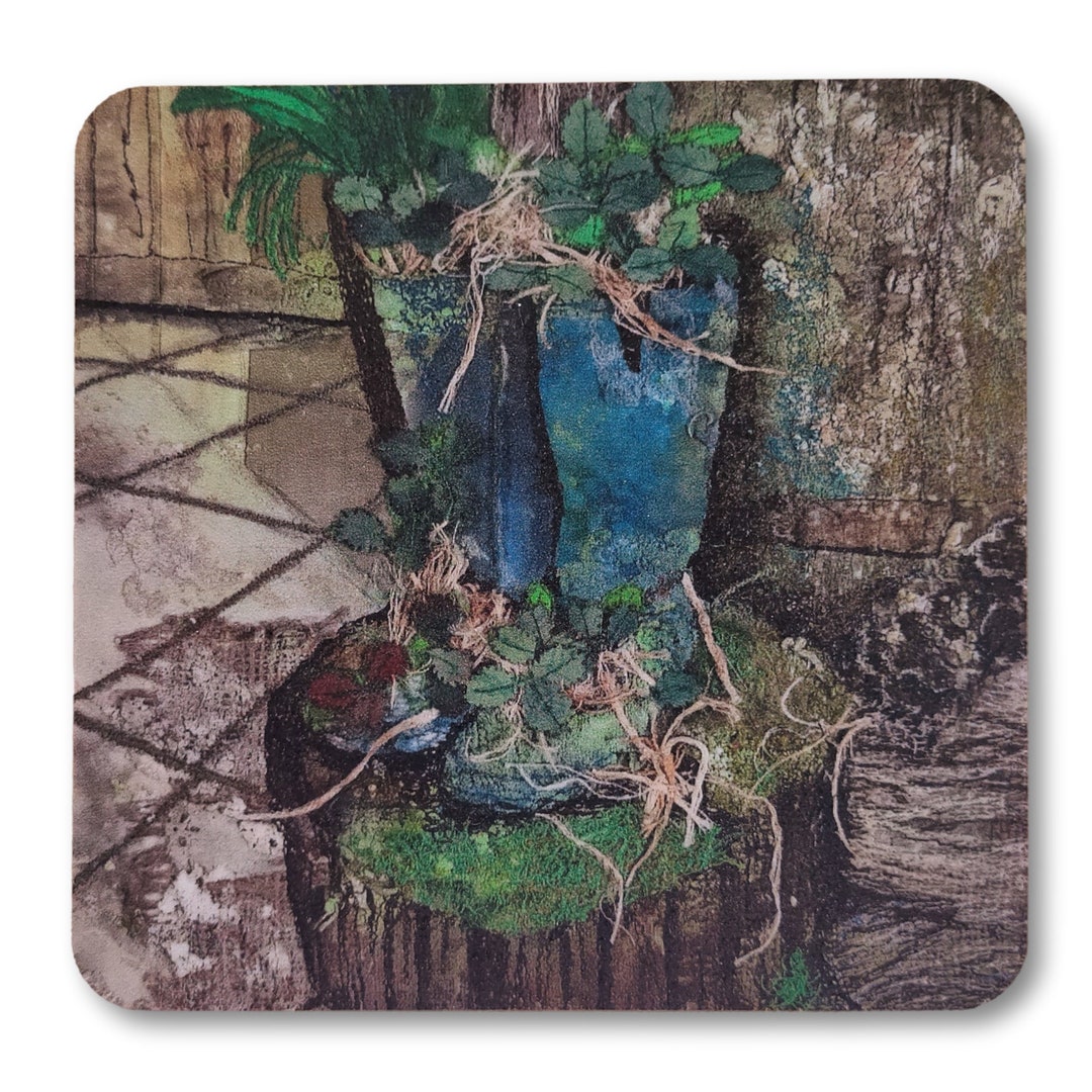 Cotswold Wellies Coaster: Sue Bateman Textile Art, Non-slip Cork Base ...