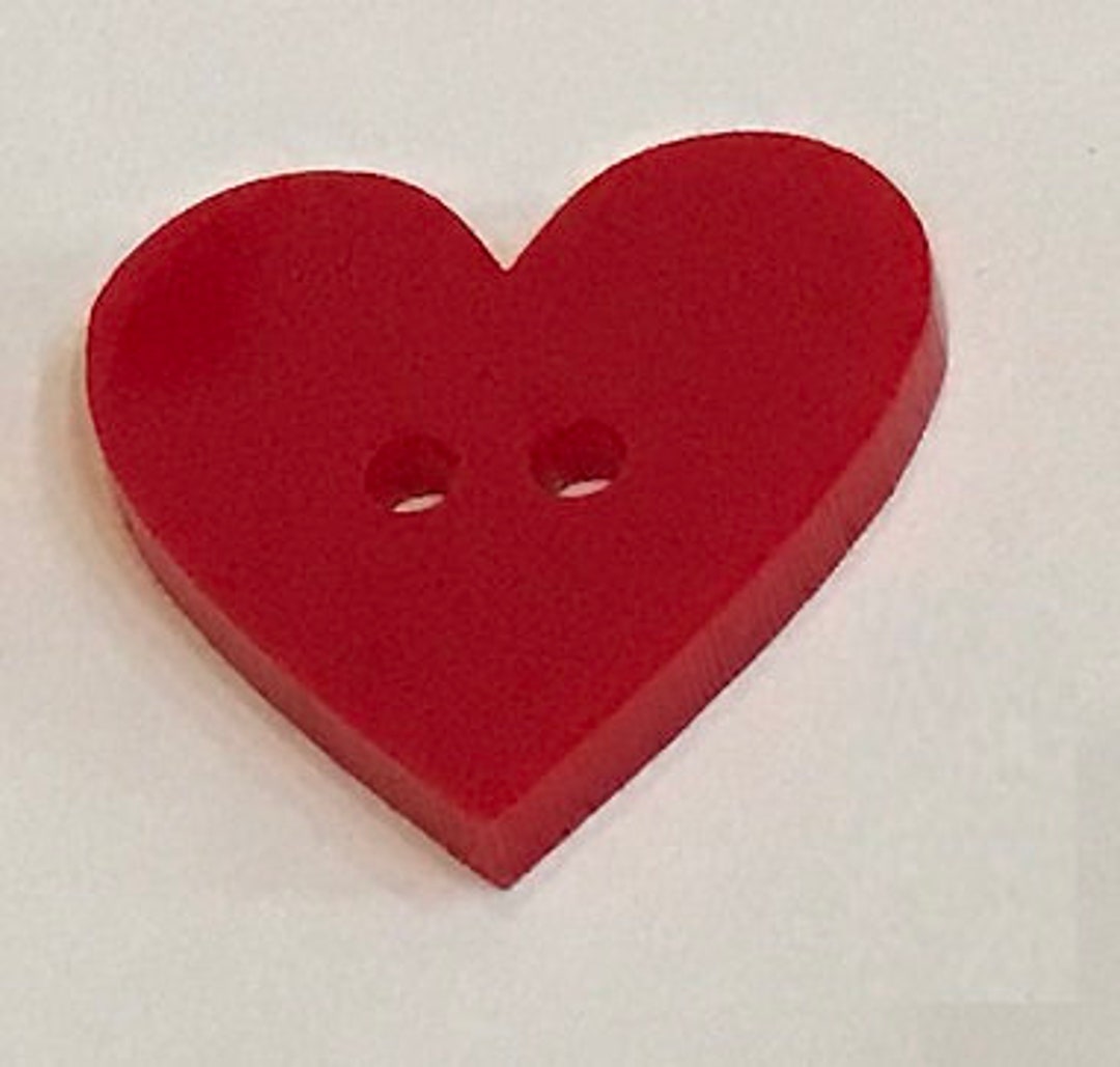 A (10 Pack) 2" Paintable Red 2793 Acrylic Heart Shaped Buttons With 2 ...
