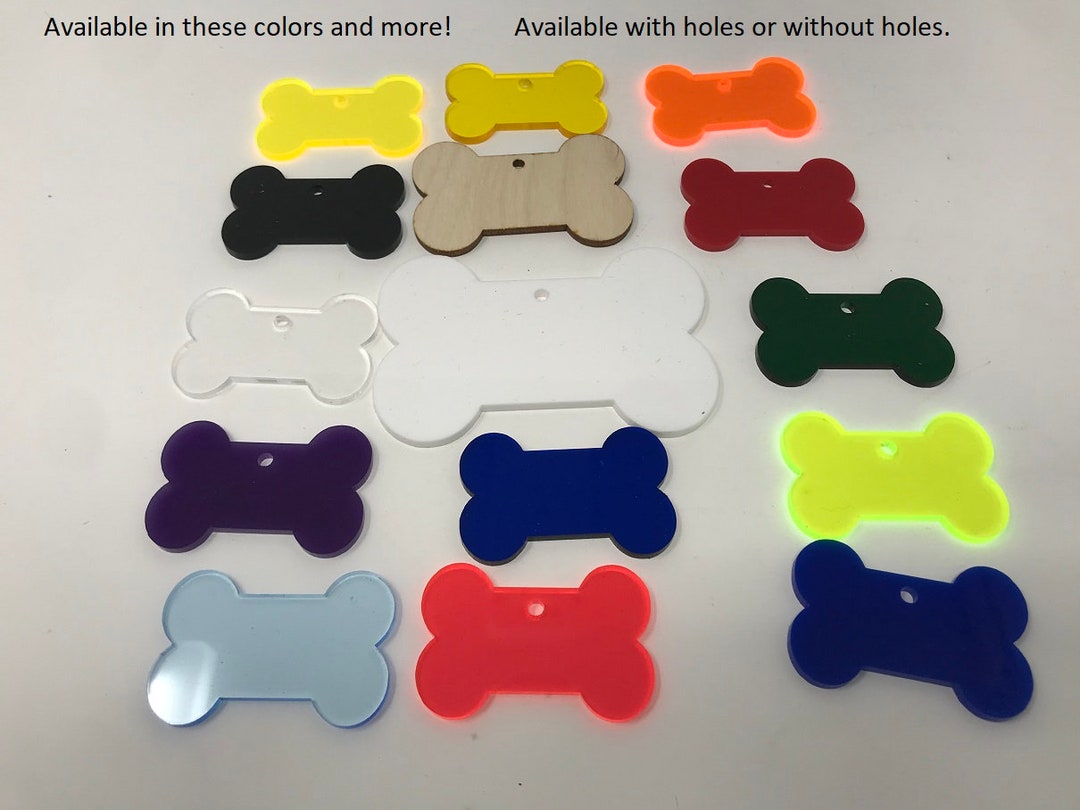 Choice of 25 Colors Acrylic Dog Bone Blanks With or Without Holes - Etsy