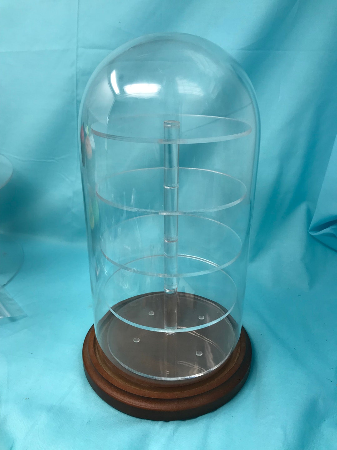 A 5.5"x13" Glass Dome With Acrylic Five Tier Collectibles Holder Insert ...