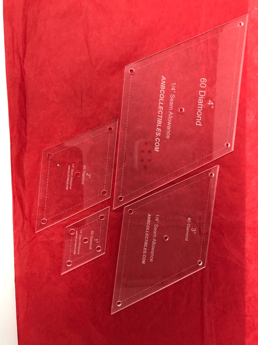 Anbcollectibles Laser Cut Acrylic 60 Degree Diamond Templates 1", 2" ,3 ...