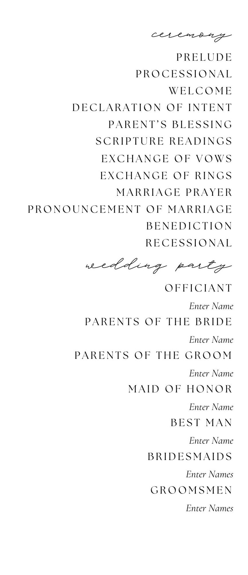 Wedding Ceremony Programs Template - Etsy