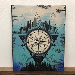 Compass Artwork - Wood Art - Mountain Nursery - Rustic Wall Art - in ...
