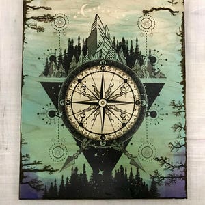 Compass Artwork - Wood Art - Mountain Nursery - Rustic Wall Art - in ...