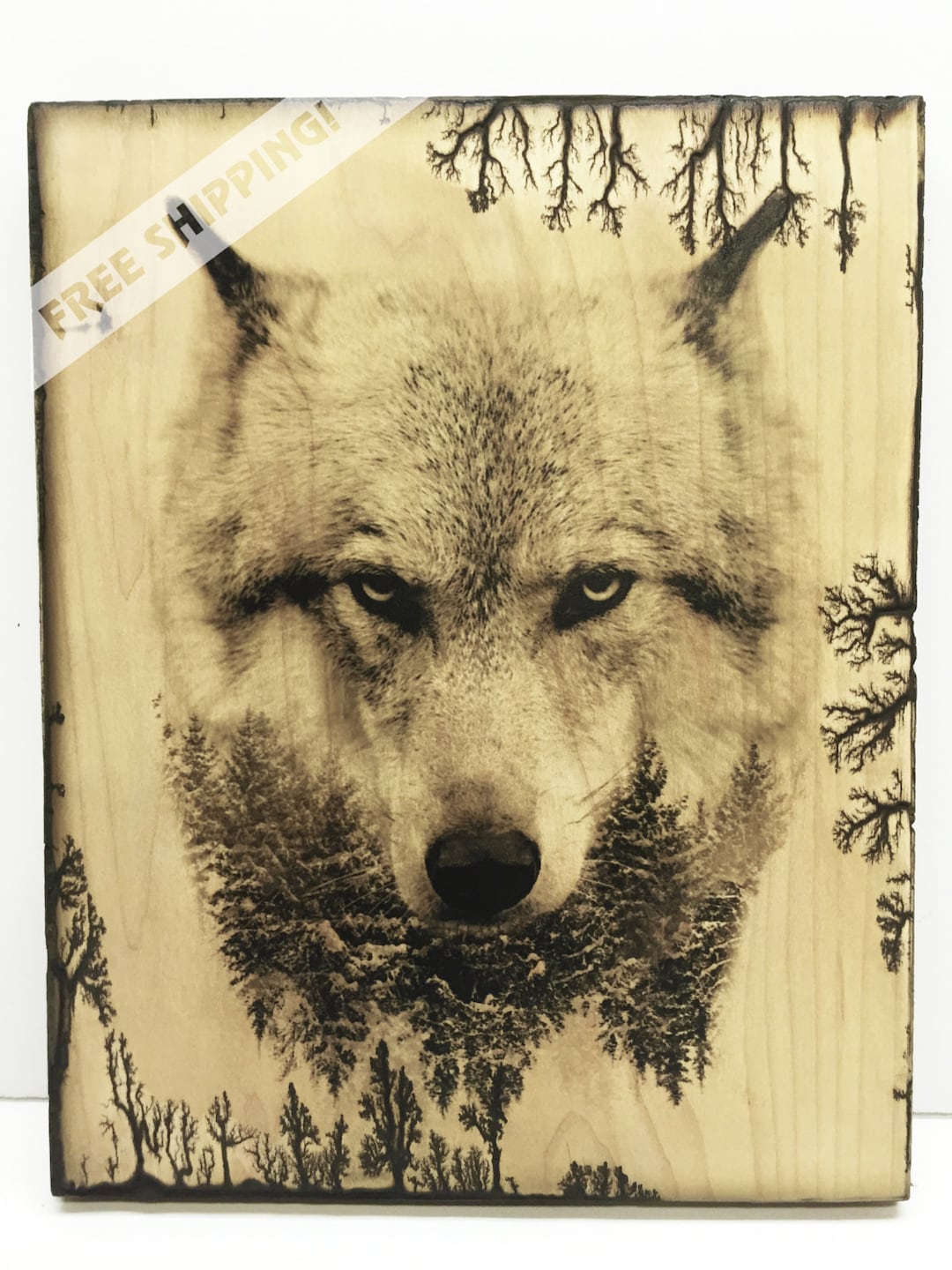 Wolf Face - Wolf Art - Wood Prints - Burned Wood Art - Housewarming ...