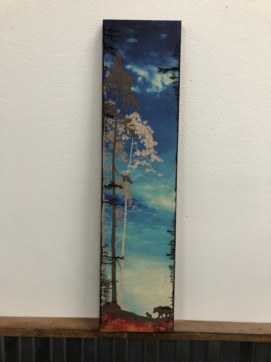 Forest Bear Artwork - Forest Artwork - Wood Art Print - Forest Trees ...