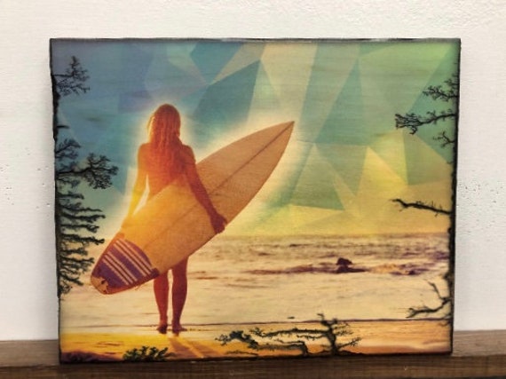 Surfer Girl California Surf Art Surf Art Wood Art Wood | Etsy