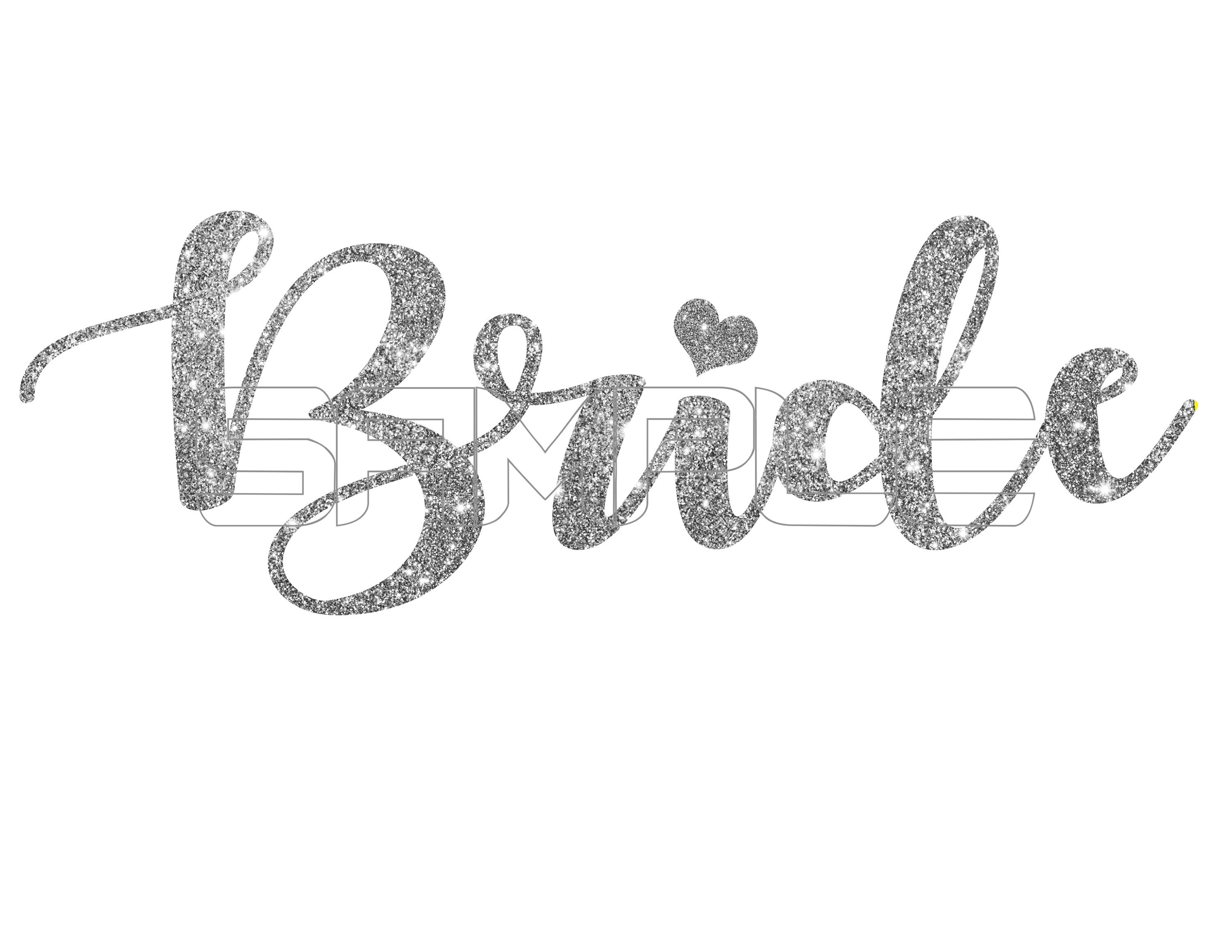 Bride Silver Glitter Iron On Transfer Bride Iron On Bride Etsy