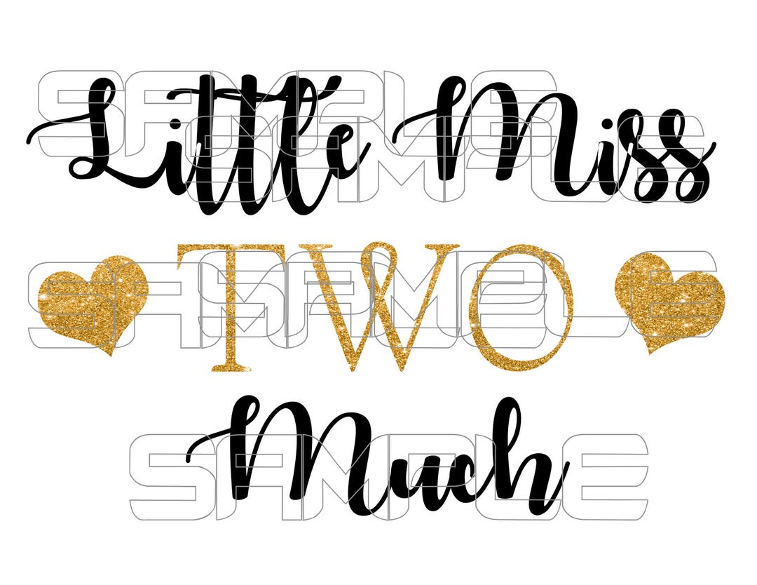 Little Miss Two Much Iron on Transfer, Black and Gold Second Birthday ...