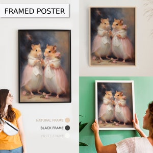 Whimsical Hamster Couple Portrait, Elegant Rodents in Fancy Attire ...