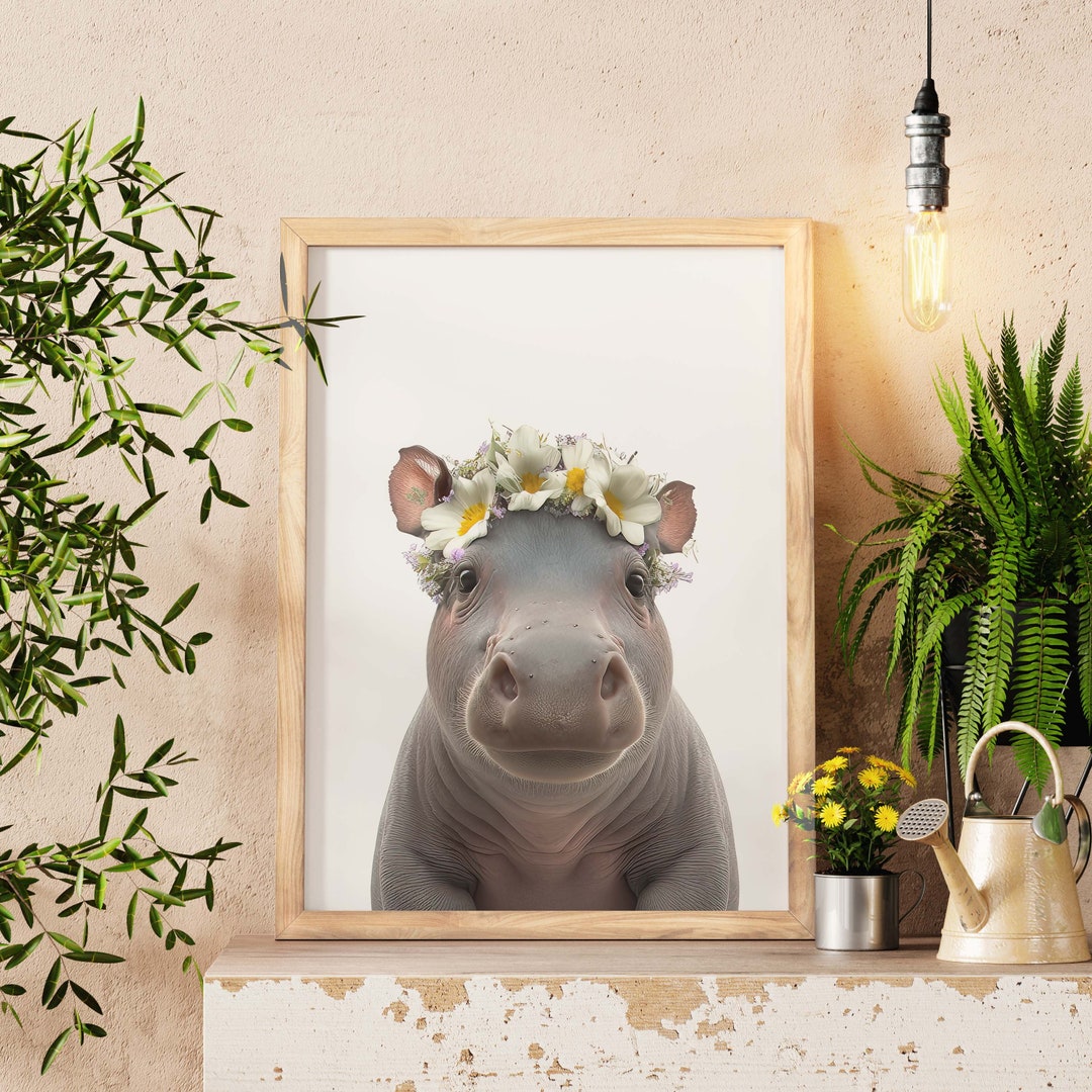 Baby Hippo Wall Art Hippopotamus Zoo Animals Wall Art Safari - Etsy